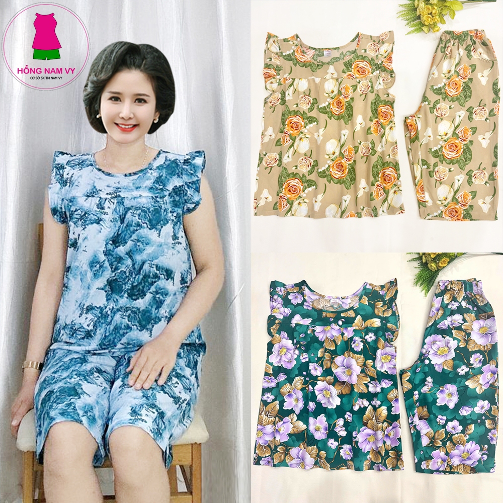 Đồ bộ trung niên lửng cánh tiên chất LỤA đẹp mát size 49-75kg | Shopee Việt Nam