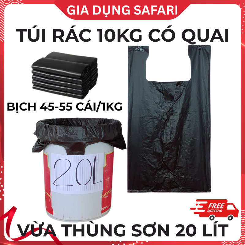 [1KG] Túi Đựng Rác Có Quai Tự Phân Huỷ, Túi Rác Cỡ Lớn, Bịch Đựng Rác Siêu Dai Size 10kg, 15kg ...