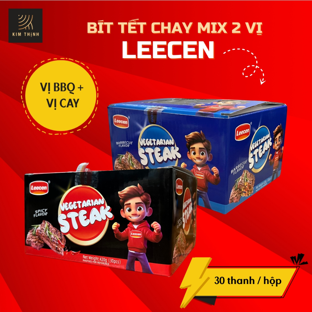 Bít Tết Chay Leecen Vị Thịt Nướng/ Vị Cay 420g (30 Gói/Hộp) - Kim Thịnh ...