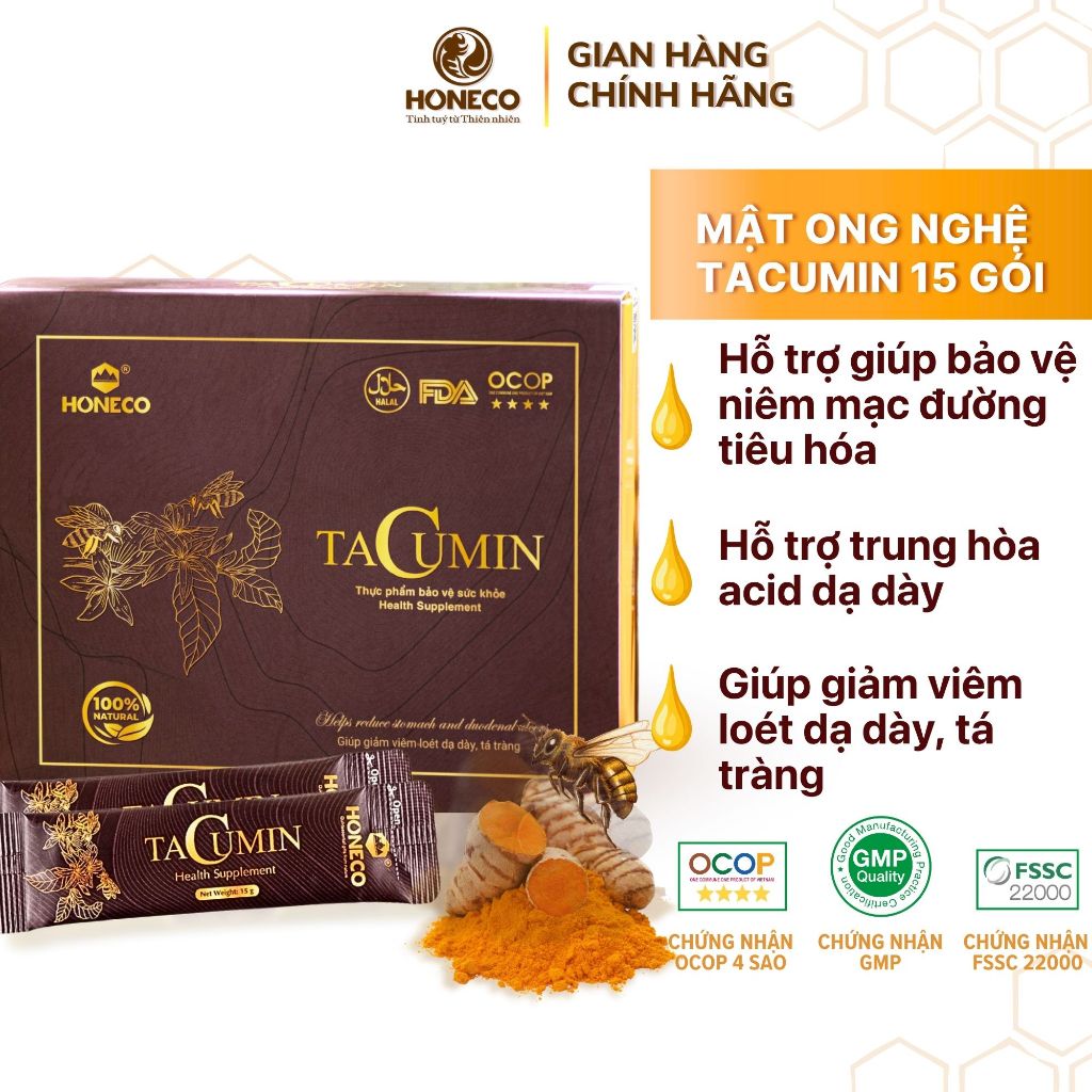 Mật ong nghệ sữa chúa Tacumin HONECO (Hộp 15 gói)- Giúp giảm viêm loét ...