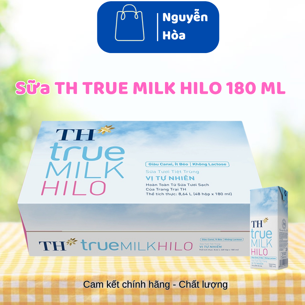 Sữa Tươi Tiệt Trùng TH True Milk HILO 180ml | Giàu Canxi, Ít Béo, Không ...