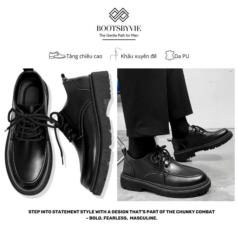 Giày Bốt Basic V2, Giày Đốc Nam Da Mềm, Đế Cao Khâu Thanh Lịch (Tăng ...