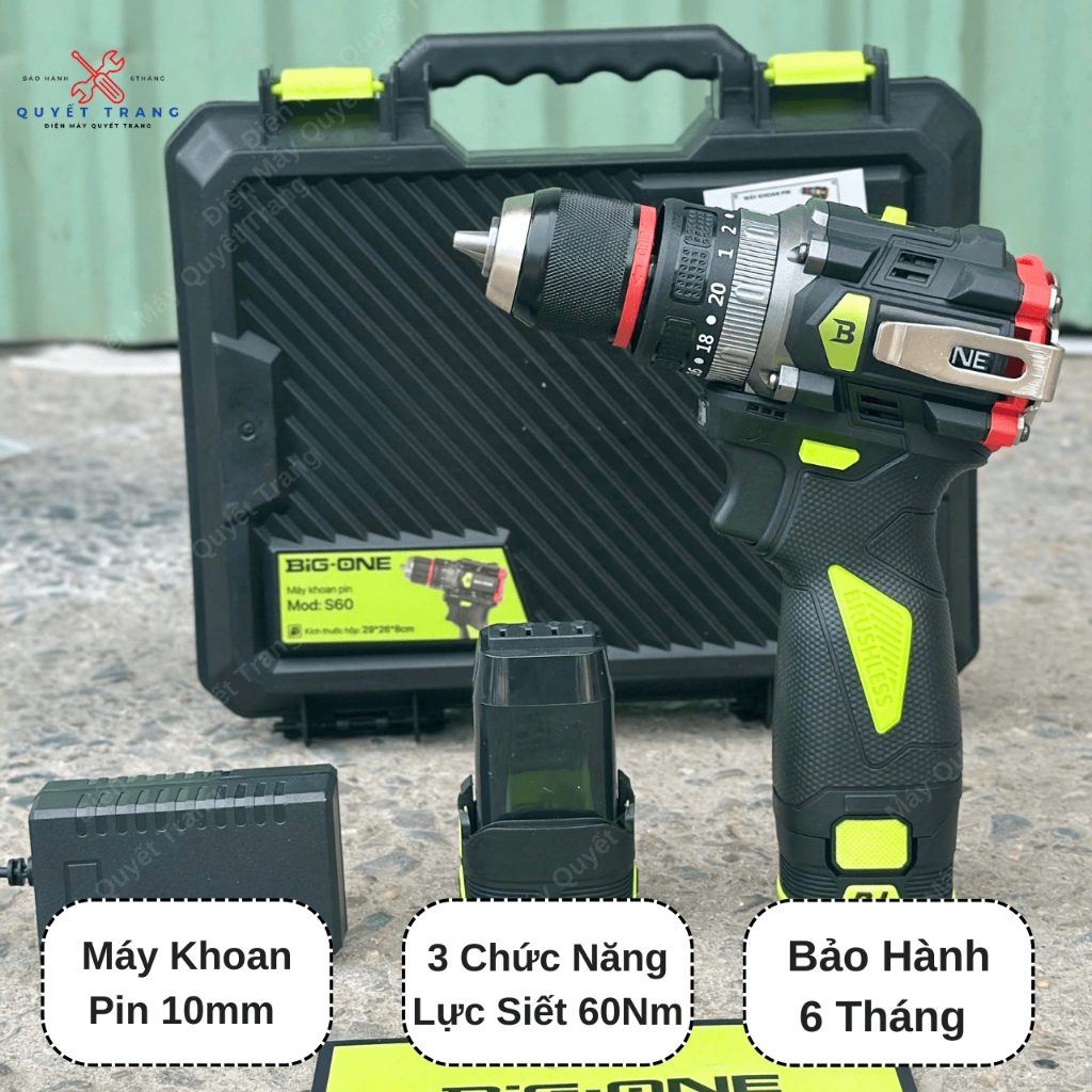 Máy Khoan Pin 4 Cell 16,8V Big ONE S60 Không Chổi Than Đầu Kẹp 10mm ...