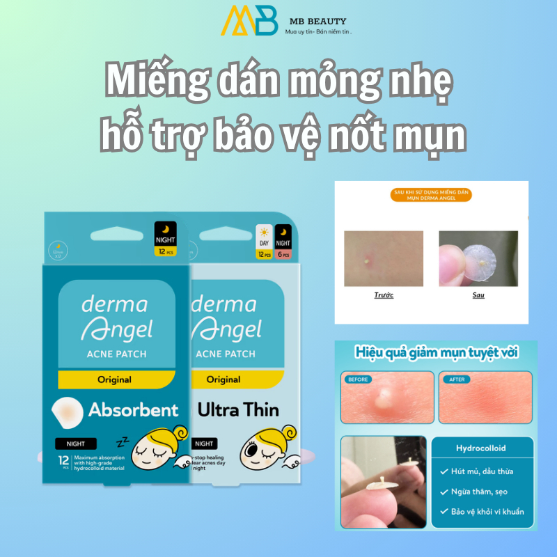 Miếng Dán Che Mụn Derma Angel Acne Patch Mỏng Nhẹ, Tiệp Da, Hỗ Trợ Bảo ...