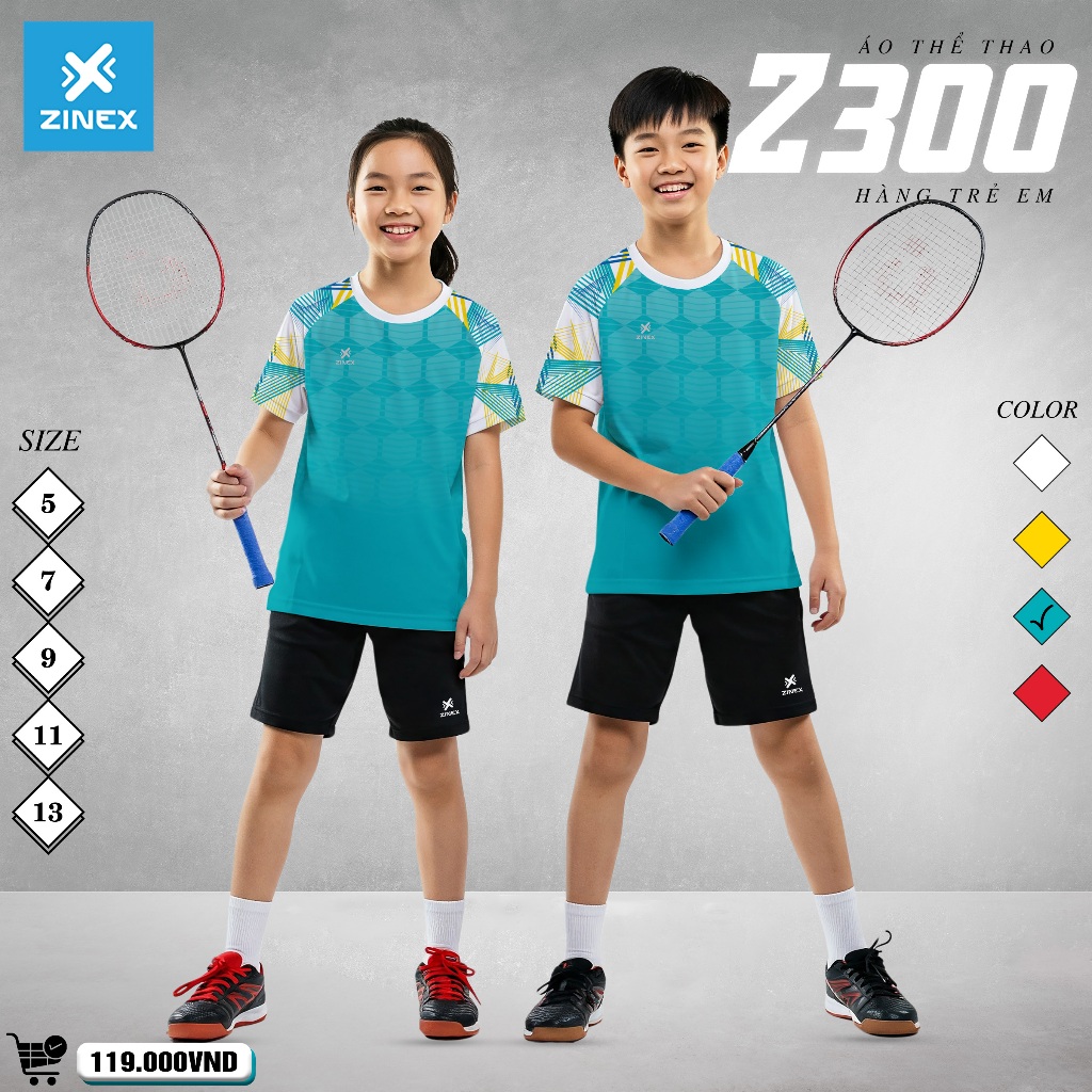 Áo Cầu Lông, Bóng Chuyền Trẻ Em Zinex - Z300 Chất liệu vải mè thông thoáng thấm hút mồ hôi ...
