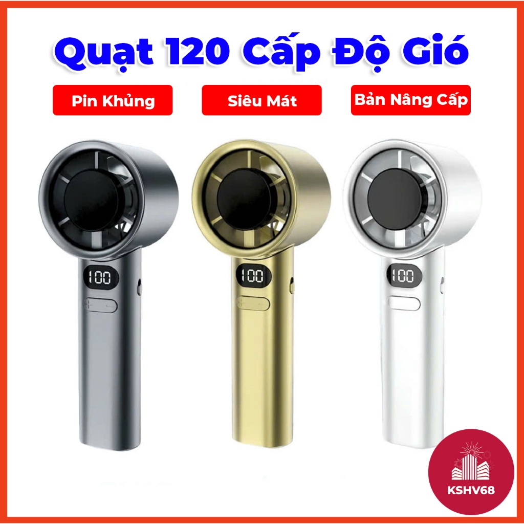 Quạt mini 120 cấp gió cầm tay M120 quạt phản lực di động Turbo 3600mAh ...