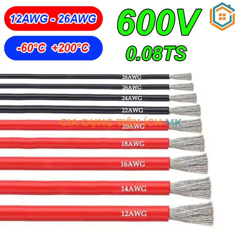 Dây điện chống cháy silicon 12AWG - 26AWG cao cấp siêu mềm | Shopee ...