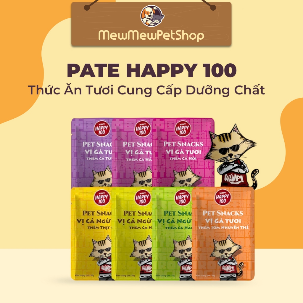 Pate mèo Wanpy Happy 100 , Pate cho mèo Tiếng Việt gói 70g cung cấp ...