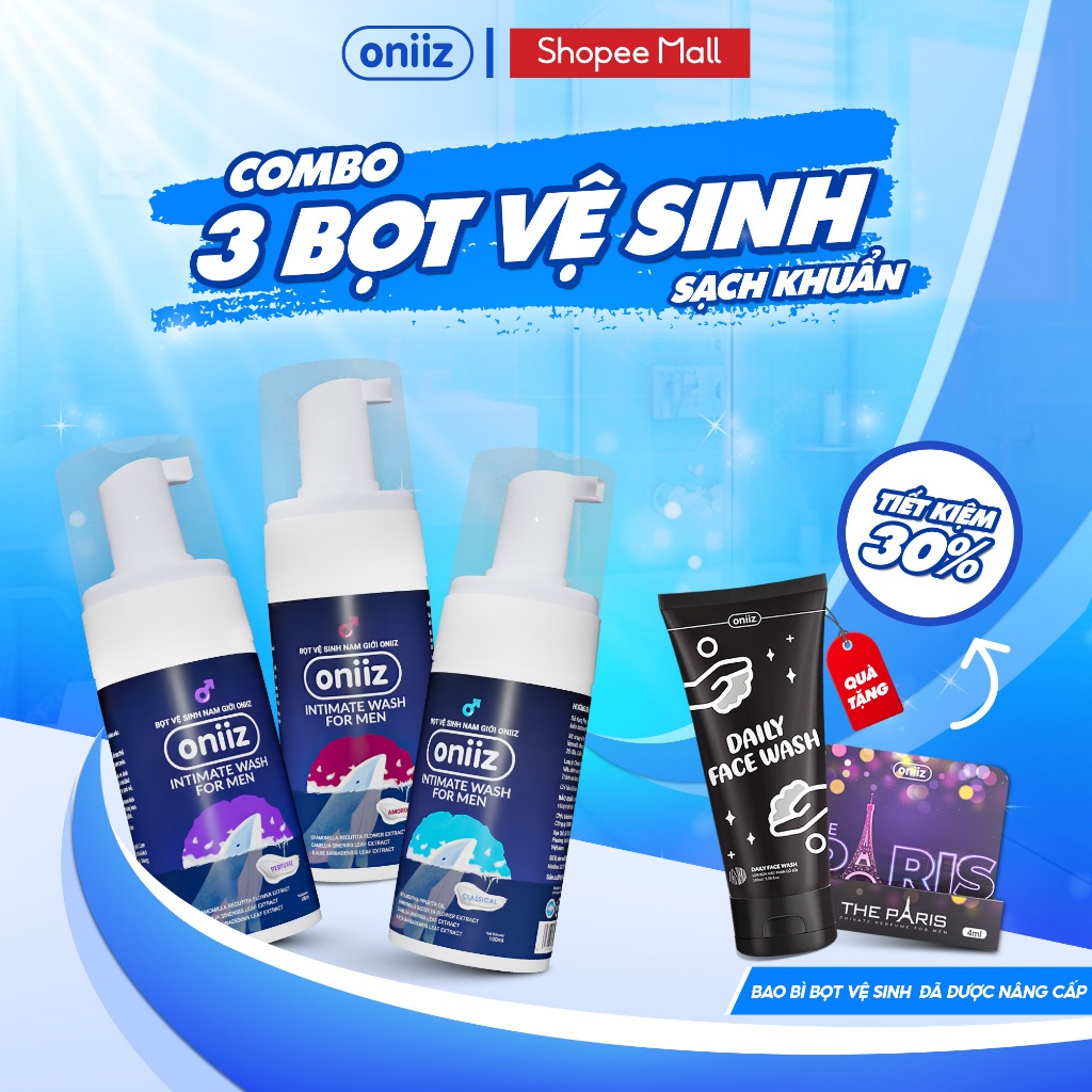 Bộ 3 bọt vệ sinh nam giới Oniiz, dung dịch vệ sinh nam tạo bọt 100ml ...
