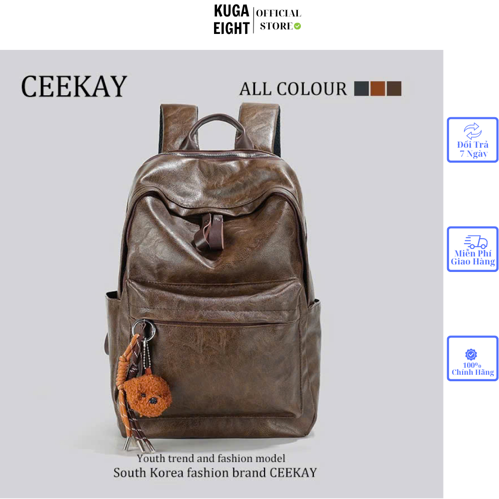Balo Ceekay Chính Hãng Full Box Loại 1-Balo Da Nam Nữ Phối Móc Khoá Form Rộng Nhiều Ngăn Đựng ...