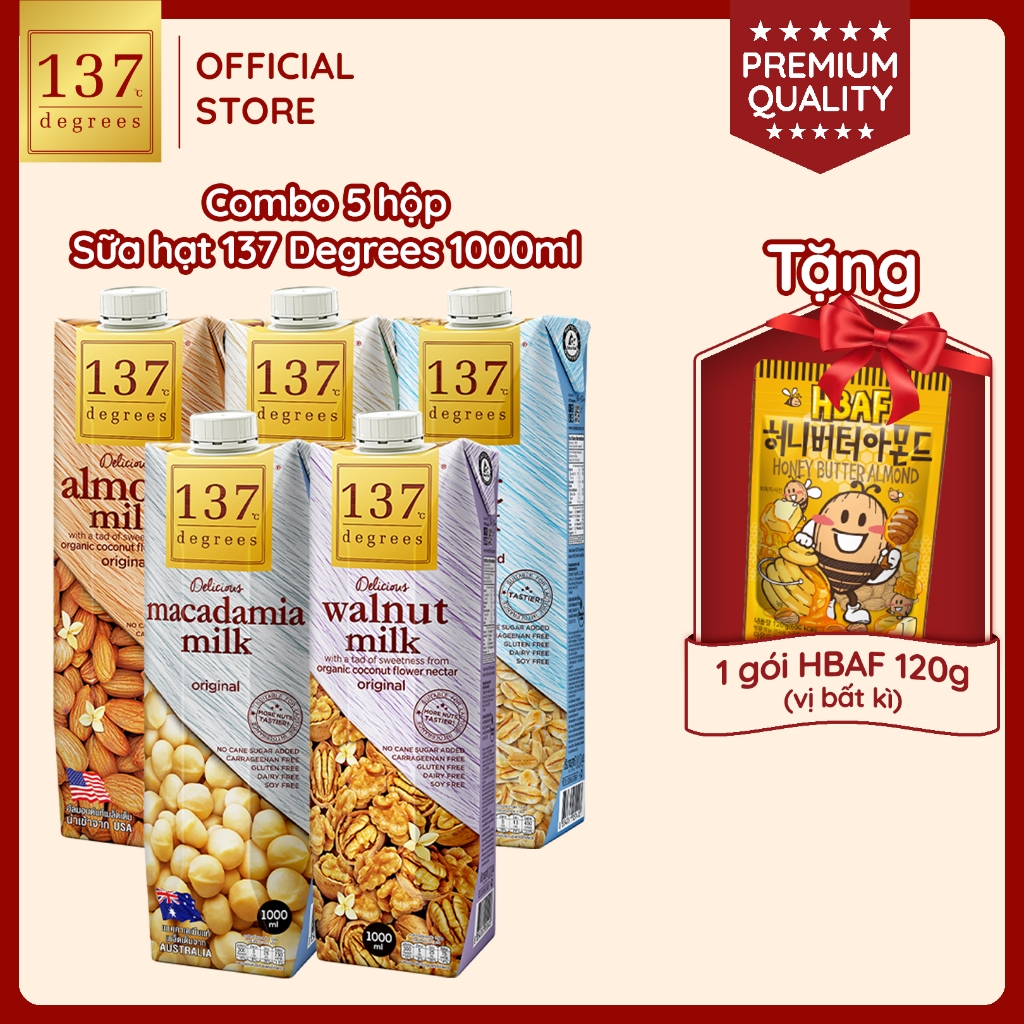 [MUA 5 HỘP 1L TẶNG 1 GÓI HBAF 120G] Sữa Hạt 137 Degrees Không Đường, Healthy Dinh Dưỡng Thơm ...