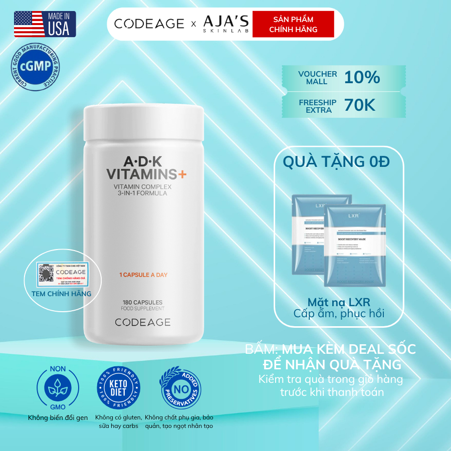Vitamin ADK Codeage Hỗ Trợ các vấn đề Xương Khớp, Tim Mạch, Thị Lực, Hỗ TrợTăng Cường Sức Khỏe ...
