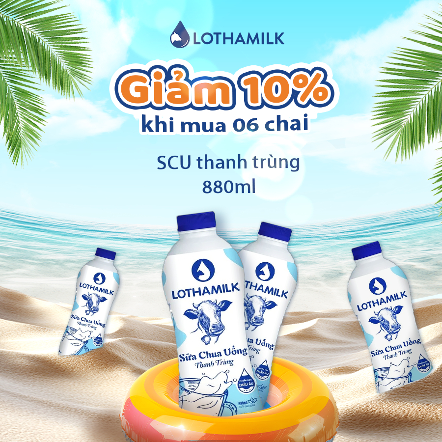 Sữa chua uống thanh trùng Lothamilk có đường chai 880ml | Shopee Việt Nam
