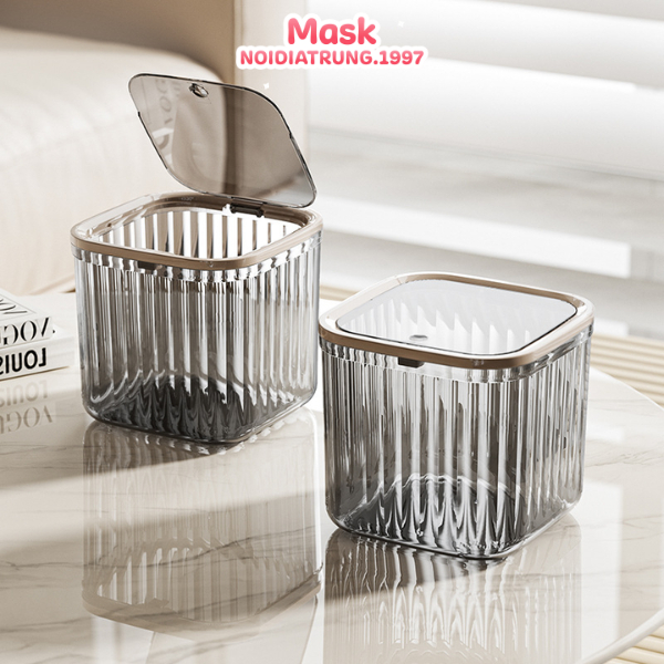 Thùng Rác Mini, Hộp Đựng Trong Suốt Có Nắp Nhấn Mở Kiểu Dáng Sang Trọng ...