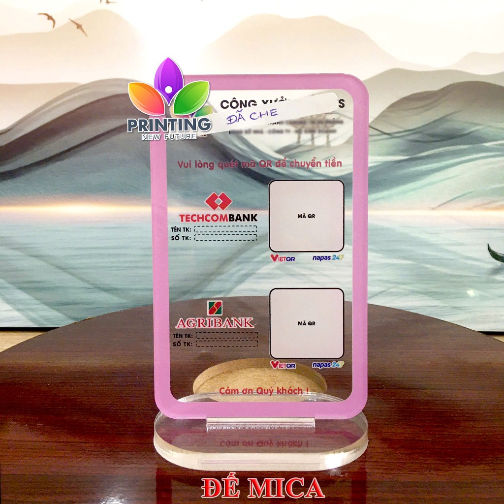 Bảng quét mã QR CODE, QR để bàn bằng mica trong suốt dể quét , QR code ...