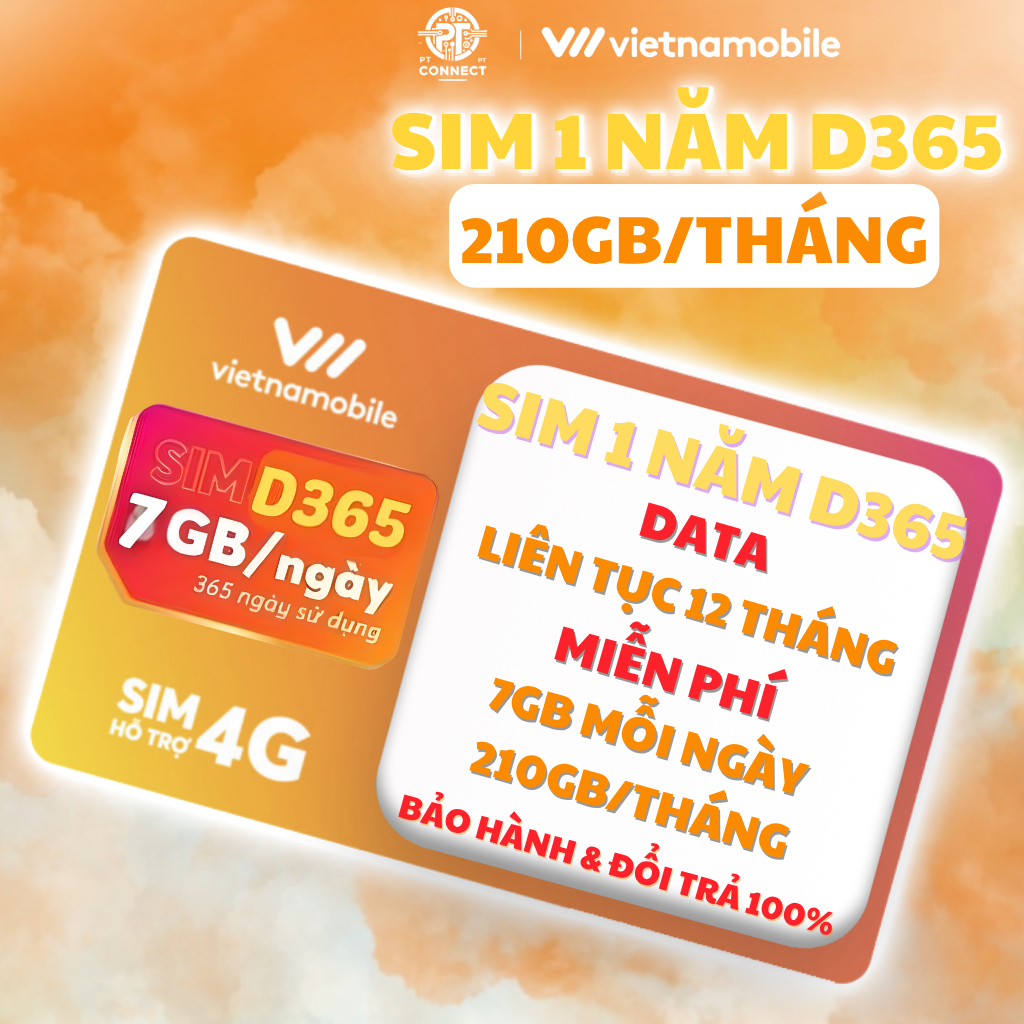 Sim 1 Năm 7GB/Ngày Vietnamobile – Gói D365 – Hỗ Trợ eSIM – Không Phát ...