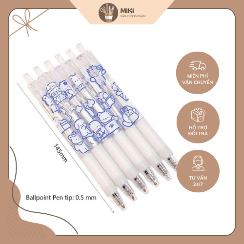 Bút Bi MIKI Cute Mực Xanh Đen Trong Suốt Basic Trắng Hình Cinnamoroll ...