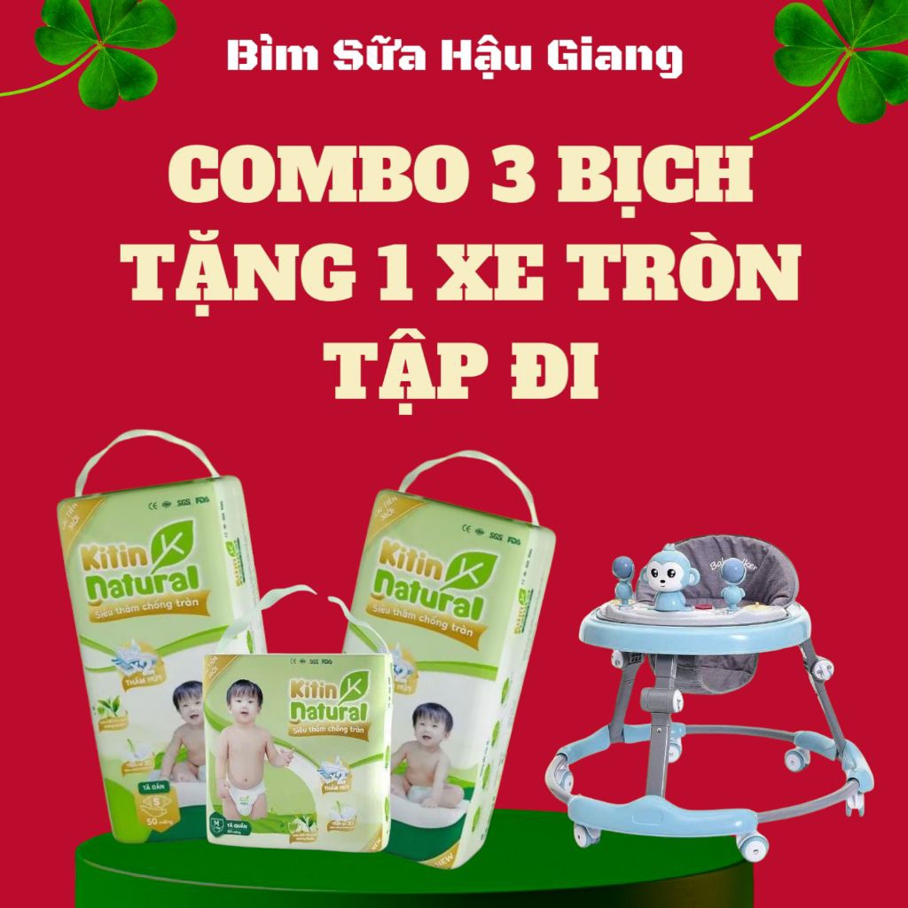 Tã / bỉm KITIN NATURAL [ COMBO 3 BỊCH TẶNG 1 XE TRÒN TẬP ĐI ] đủ size ...