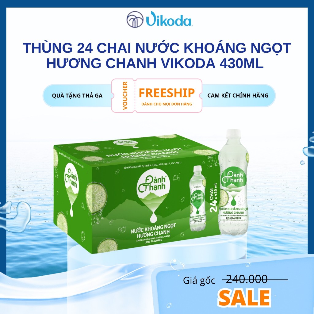 Đảnh Thạnh - Thùng 24 Chai Nước Khoáng Ngọt Hương Chanh Thiên Nhiên Có Gas 430ml - Giàu và bổ ...