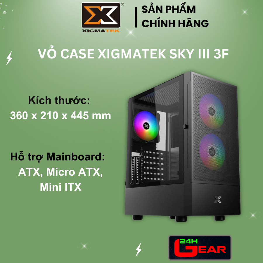 Vỏ Case XIGMATEK SKY III 3F (Kèm 3fan / ATX, Micro ATX, Mini ITX ...