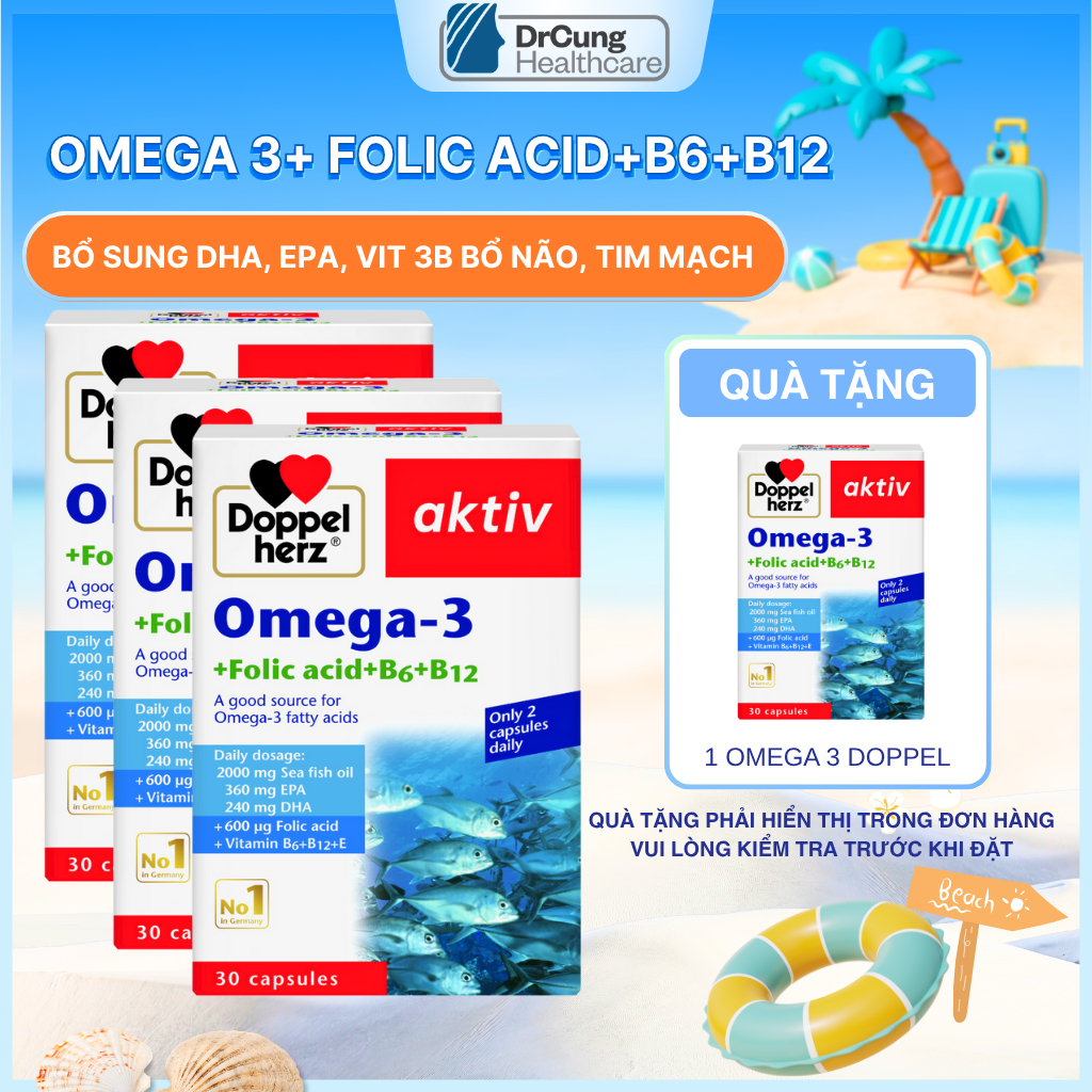 COMBO 3 HỘP Dầu Cá Omega 3 Doppelherz - Bổ Sung Omega 3, Acid Folic ...