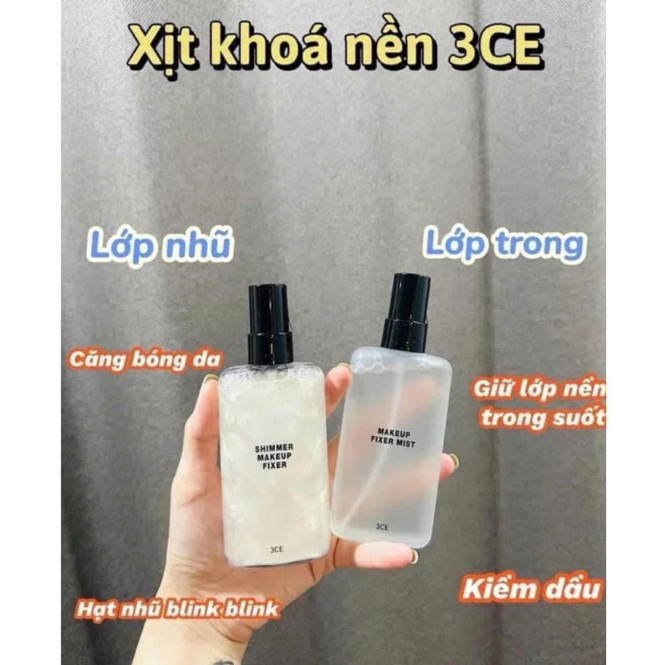 Xịt Khoáng Khóa Nền 3CE Makeup Fixer Mist 100ml Hộp Trắng Có Nhũ Tạo Hiệu Ứng Căng Bóng (Chính ...