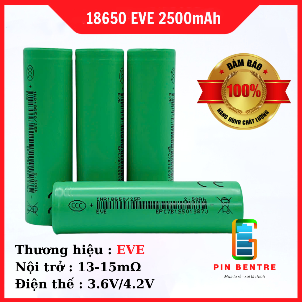 Cell pin 18650 EVE 25P 2500mah xả 12C/30A hàng mới chính hãng EVE ...