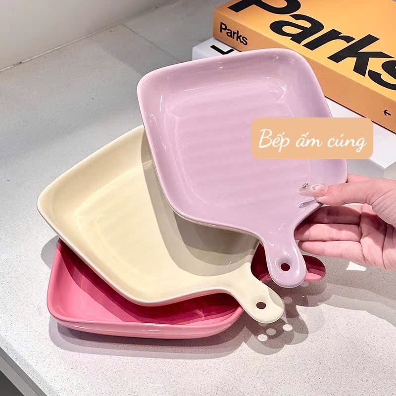 Đĩa vuông tay cầm màu pastel ăn mì Sứ Xinh Mika. | Shopee Việt Nam
