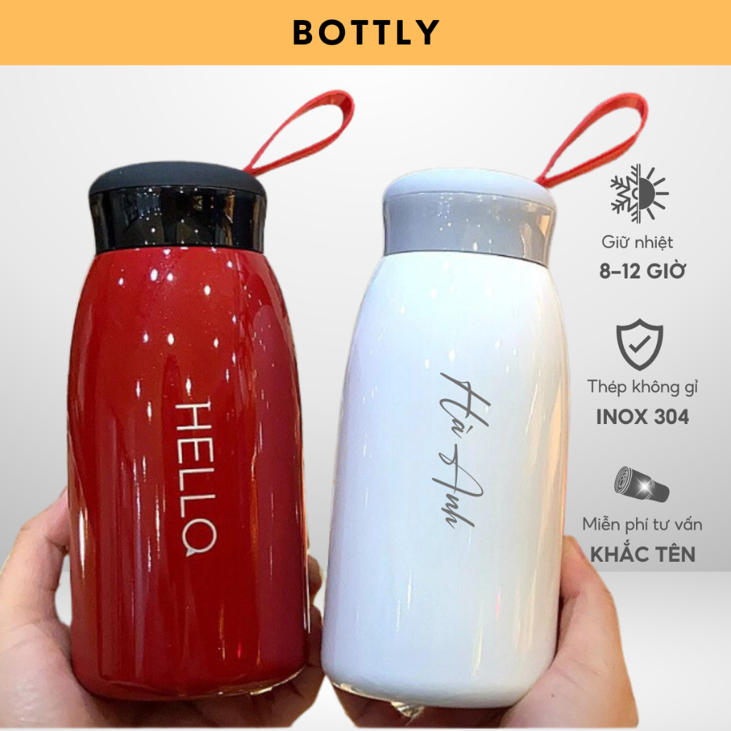 Bình giữ nhiệt khắc tên HELLO BOTTLY dung tích 520ml, inox 304, giữ nhiệt từ 8-12h | Shopee Việt Nam
