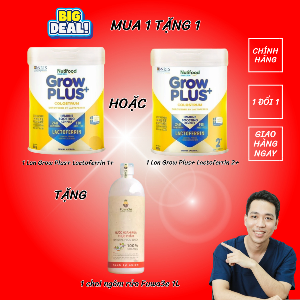 [Mua 1 Tặng 1] 1 Lon Grow Plus Colostrum Lactoferrin 800g Tặng 1 Chai ...