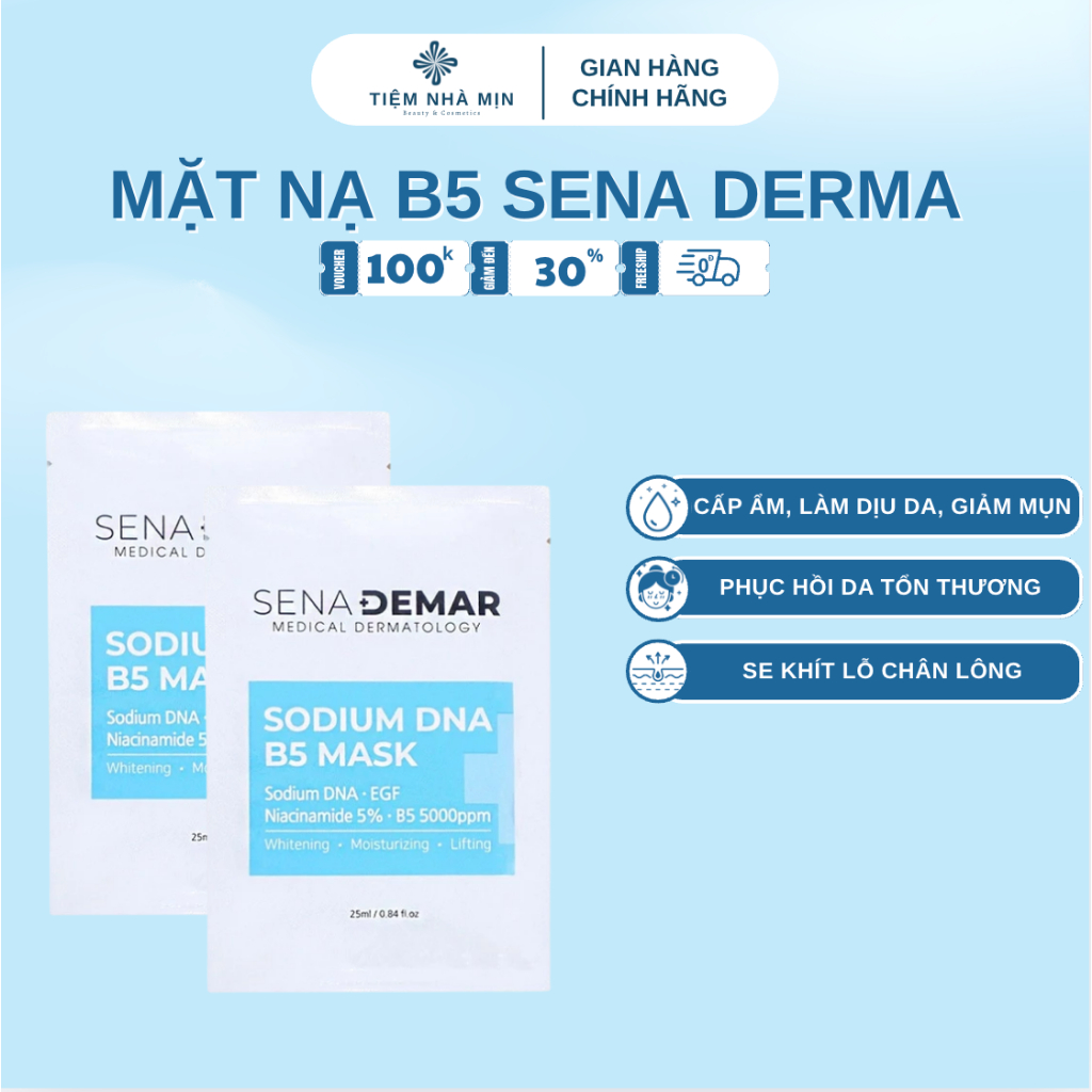 Mặt Nạ Tế Bào Gốc B5 Sena Derma Sodium DNA Mask Giúp Cấp Ẩm, Dưỡng ...