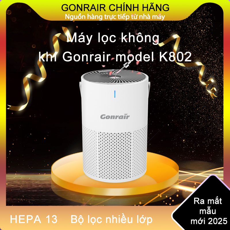 [BH 1 NĂM] Máy lọc không khí Gonrair GL-K802 với bộ lọc H13 HEPA, loại bỏ bụi mịn và mùi hôi ...