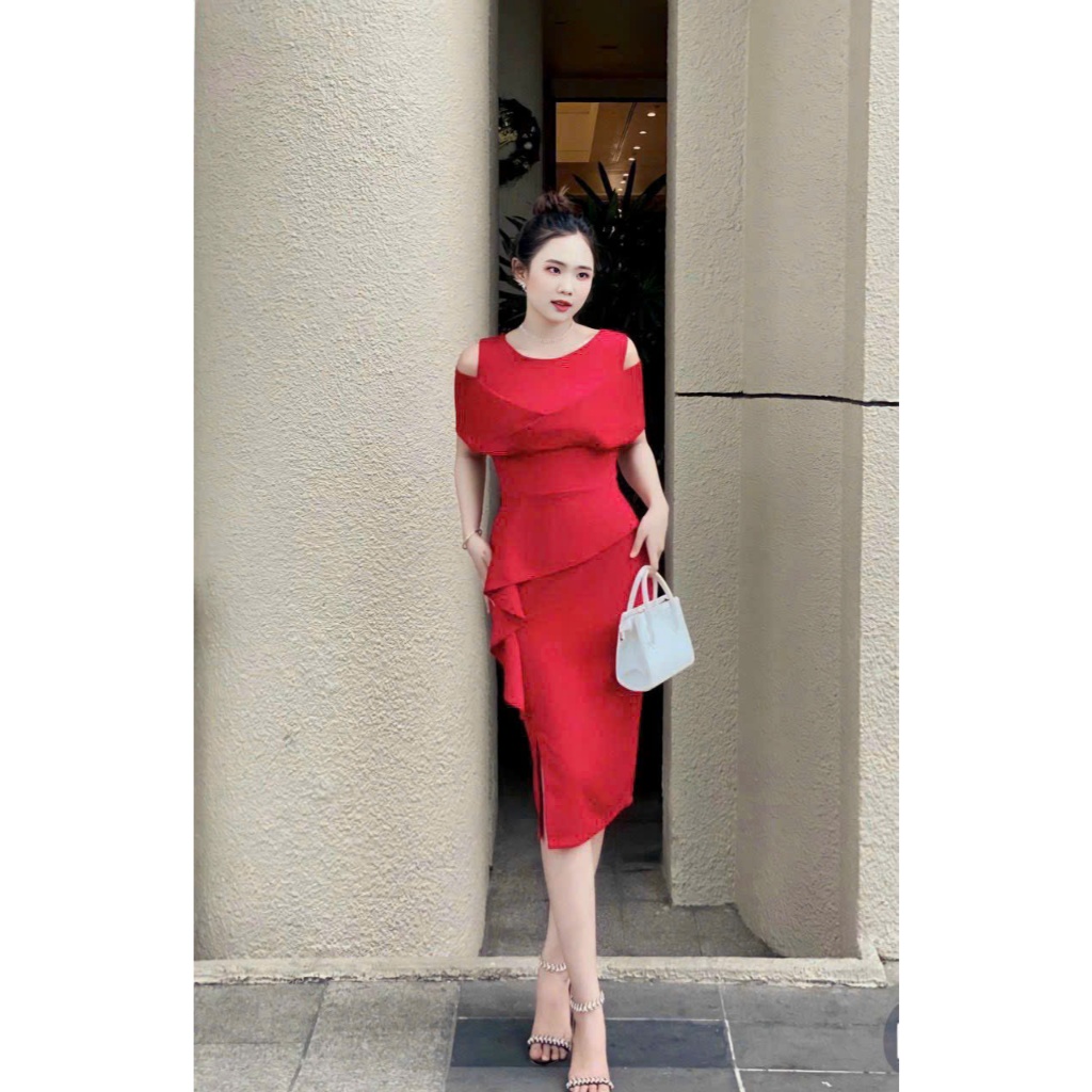 Đầm Body Thun Cotton Bẹt vai Bèo Váy [DRESSCODE] B054 | Shopee Việt Nam