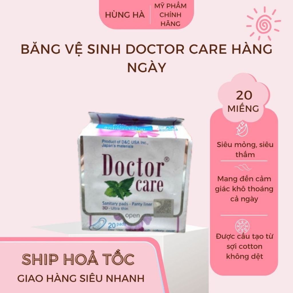 Băng vệ sinh Doctor Care hàng ngày, 20 miếng/gói, siêu mỏng, siêu thấm ...