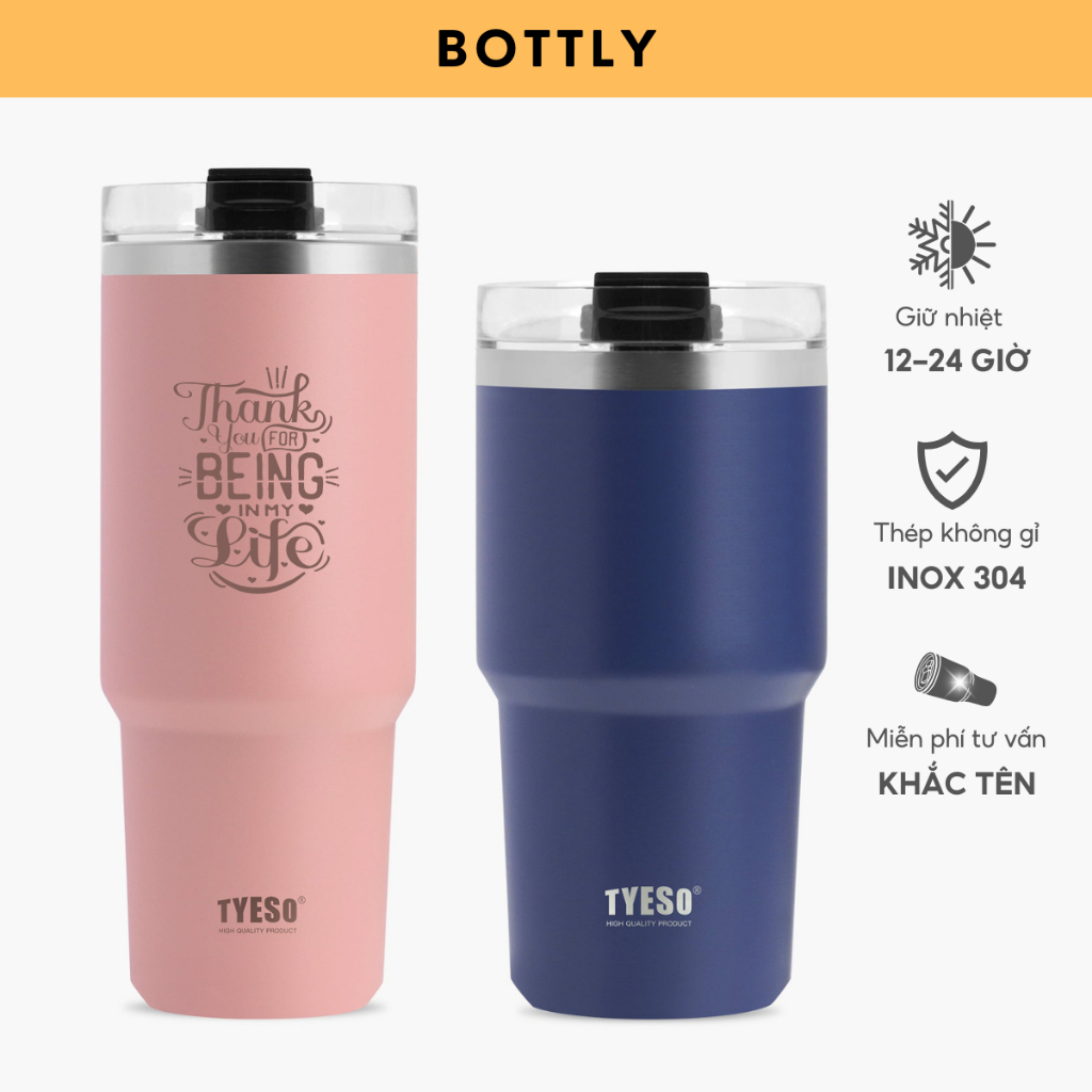 Ly giữ nhiệt khắc tên Tyeso 600ML-900ML inox 304 cao cấp, giữ nhiệt nóng lạnh 12H | TS-8727C ...