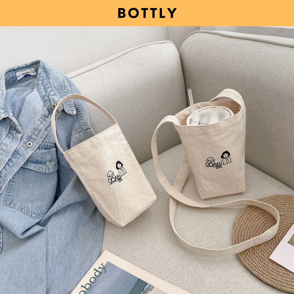 Túi vải canvas BOTTLY CV09 đựng ly giữ nhiệt, bình giữ nhiệt, ly trà ...