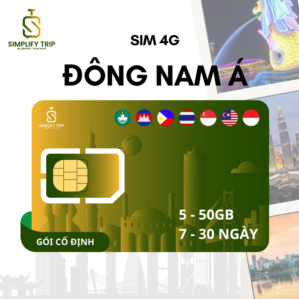 SIMPLIFY TRIP - SIM du lịch Đông Nam Á 4G, chỉ có data - Gói cố định (7 ...