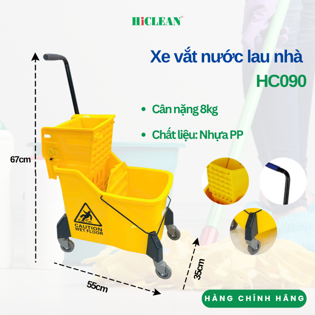 Xe vắt nước lau nhà HiClean HC 090, Màu Vàng, dung tích 42L | Shopee ...