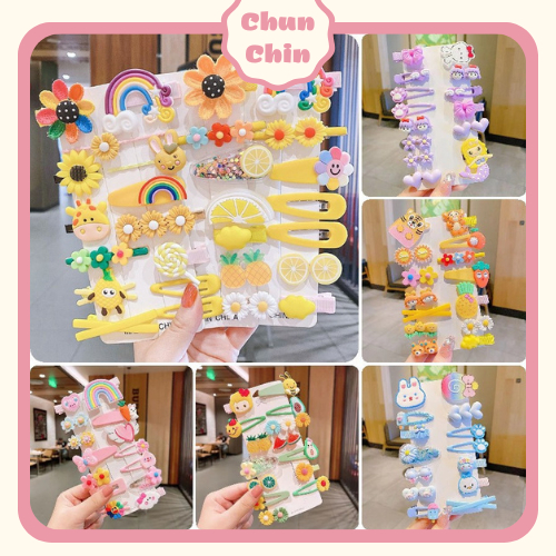 PK010 Chun Chin | Set Kẹp Tóc 14 Chi Tiết Cho Bé Gái Đáng Yêu, Dễ ...