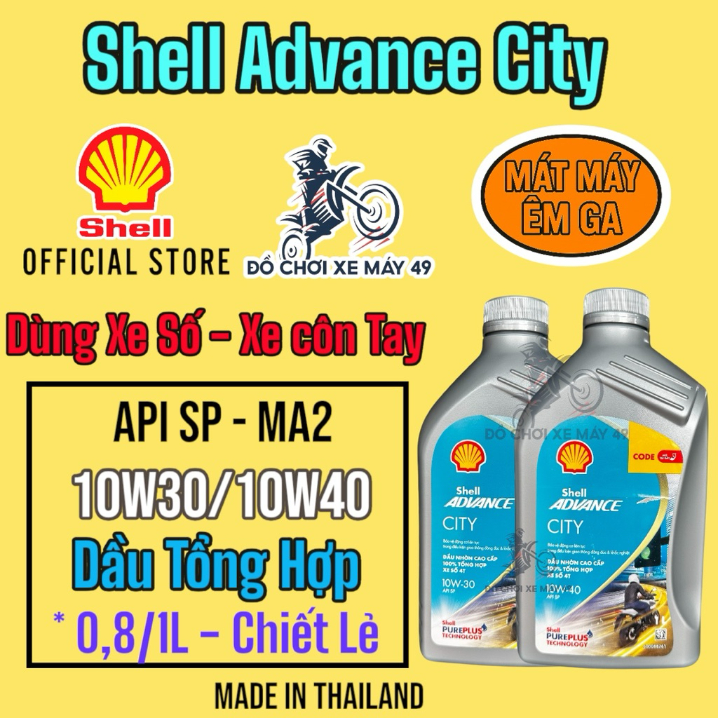 Nhớt Shell Advance City ( XE SỐ ) - Mẫu Mới 2025 ( 10w30 , 10w40 ...