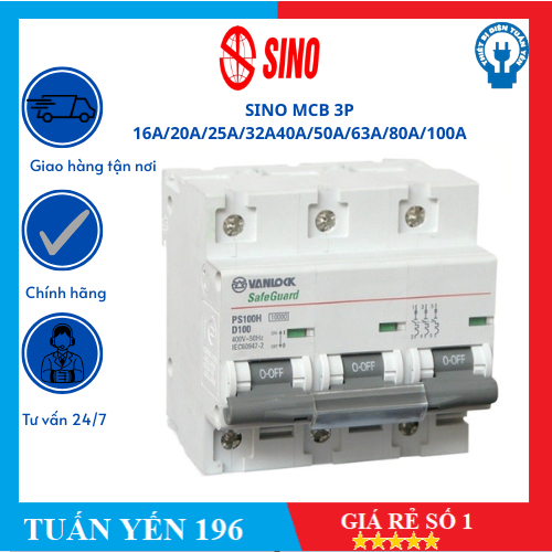 Cầu dao tự động SINO MCB 3P 16A/20A/25A/32A40A/50A/63A/80A/100A Sino ...