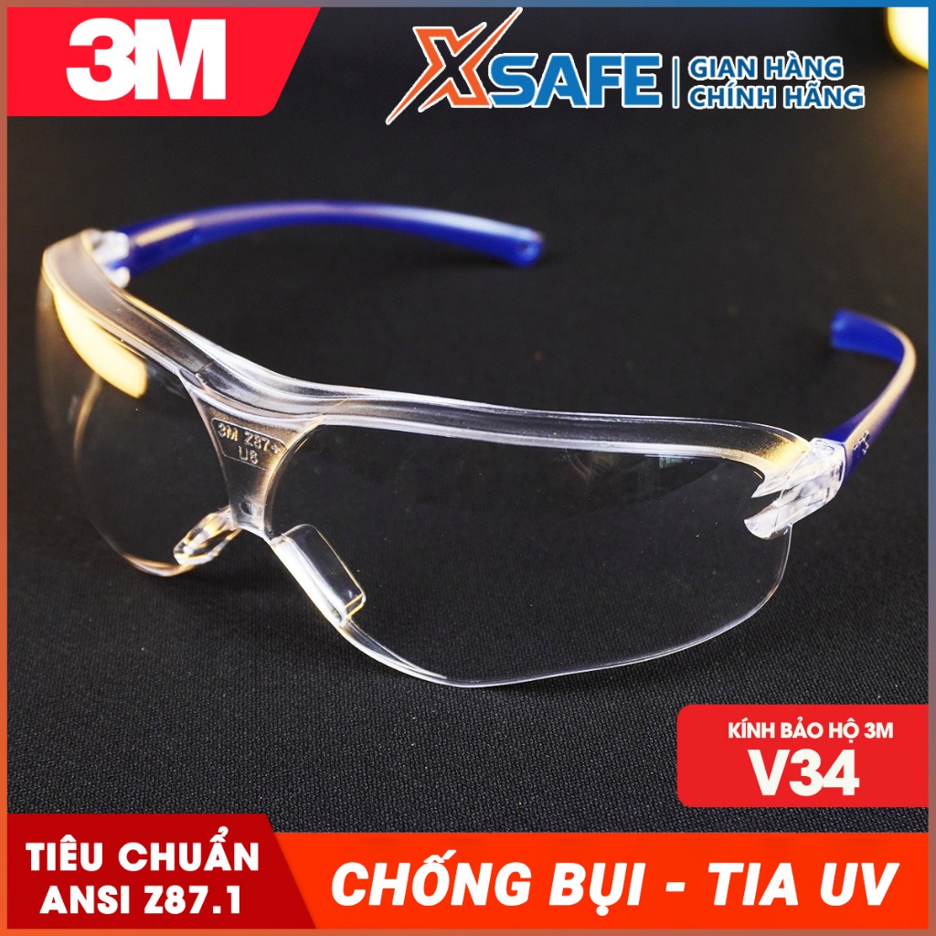 Kính bảo hộ 3M V34 tròng trong, kính chống bụi đi đường chống tia uv ...