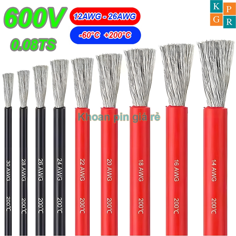 Dây điện chống cháy silicon 12AWG - 26AWG cao cấp siêu mềm (Tính mét ...