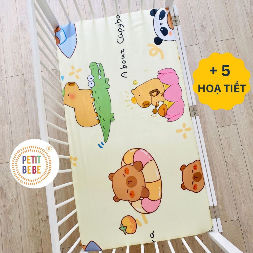 [SALE LẺ SIZE] Ga bọc nệm cũi nhiều kích thước cho bé PETIT BEBE bo ...