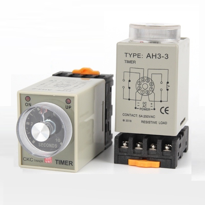 Rơ le thời gian kèm đế, Relay timer, Rơle hẹn trễ CKC AH3-3 220VAC 10S; 30S; 60S; 10M; 30M; 60M ...