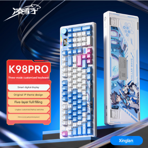 (Sẵn tùy màu) Bàn Phím Cơ Fullsize Rút Gọn - Lingbao K98 Pro - 3 Mode - RGB - Mạch Xuôi - Màn ...