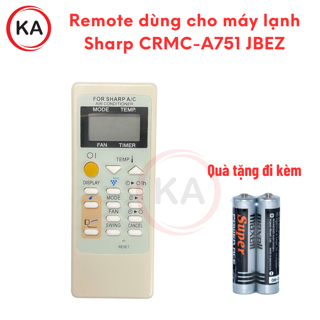 Remote dùng cho máy lạnh Sharp CRMC-A751 JBEZ, Điều khiển dùng cho điều hòa Sharp CRMC-A751 JBEZ ...
