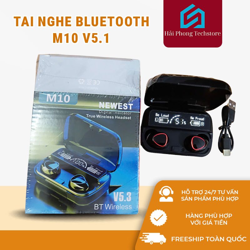 Tai Nghe Bluetooth M10 V5.1 Không Dây Cảm Ứng Màn Hình LED, Pin 2000mAh – Hải Phong Techstore ...