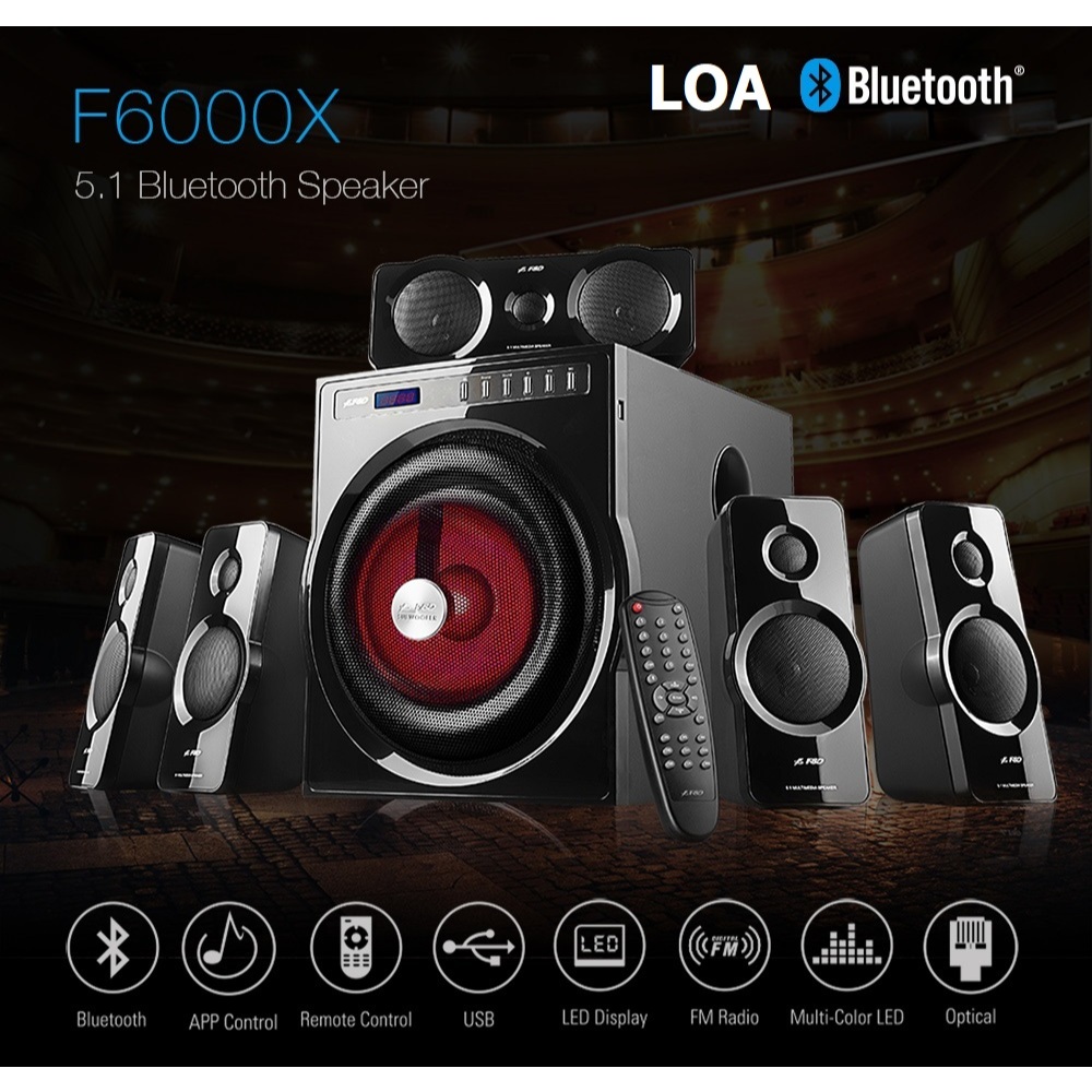 Loa Bluetooth Fenda F6000X/5.1 công suất 135W kết nối Usb/Thẻ Nhớ ...