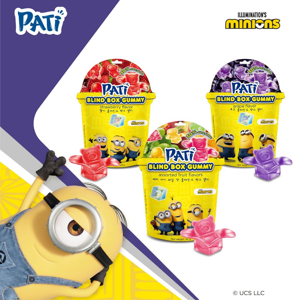 [Blindbox Gói 63G] Kẹo Dẻo Bất Ngờ Hình Thú PATI Bao Bì Minions Hương ...